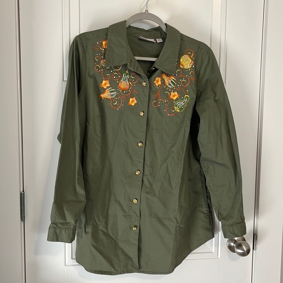 Quacker Factory | Tops | Bejeweled Fall Blouse | Poshmark